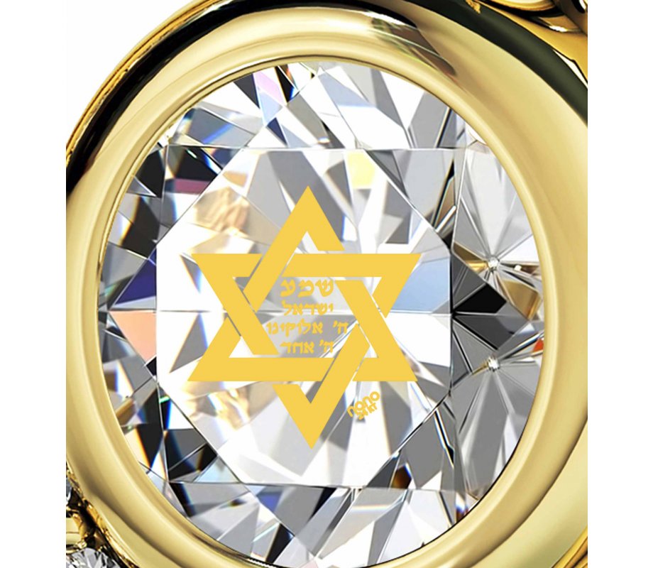 Gold Plate Star of David Shema Heart Necklace by Nano | canaan-online.com